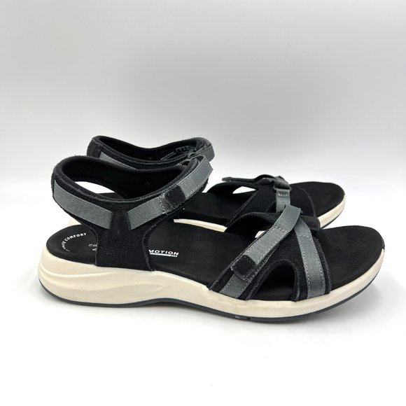 Clarks | Shoes | Clarks Womens Solan Drift Black Casual Comfort Sandals ...